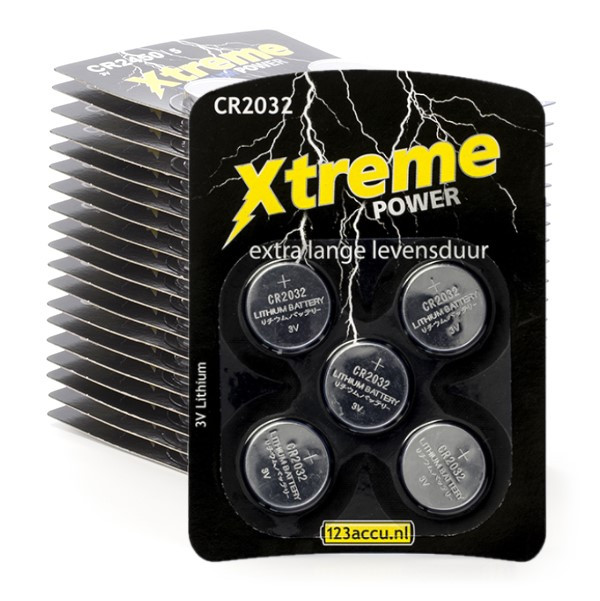 123accu Xtreme Power CR2032 3V Lithium knoopcel batterij 100 stuks DR 123accu.nl
