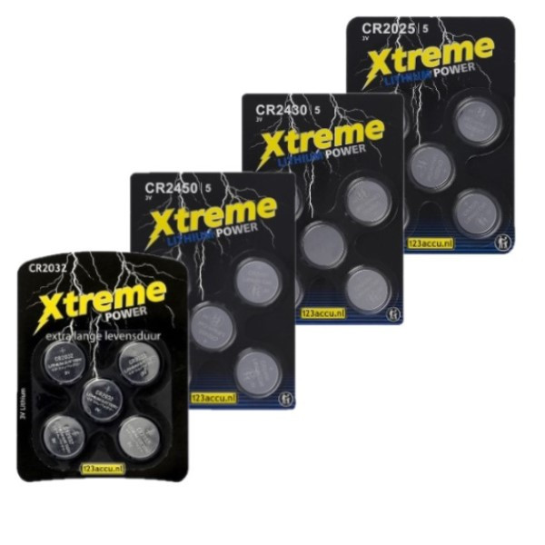 Combi deal: 123accu CR2032 / CR2025 / CR2450 / CR2430 batterijen (4x 5 stuks) DR 123accu.nl