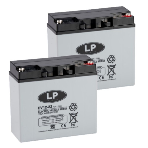 2 Stuks: Landport EV12-22 AGM Deep Cycle accu's (12V, 22 Ah, T12 ...