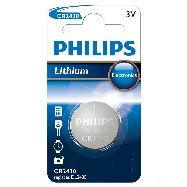 Philips CR2430 3V Lithium knoopcel batterij 1 stuk Philips 123accu.nl