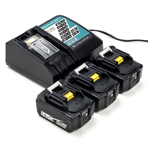 Startset: 3x Makita BL1830B / 18V LXT accu's + lader (18 V, 3.0 Ah, 123accu huismerk) Makita ...