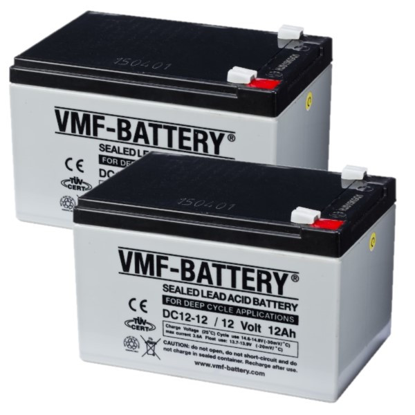 2 Stuks: VMF DC12-12 AGM Deep Cycle Looaccu's (12V, 12 Ah, T2 terminal ...