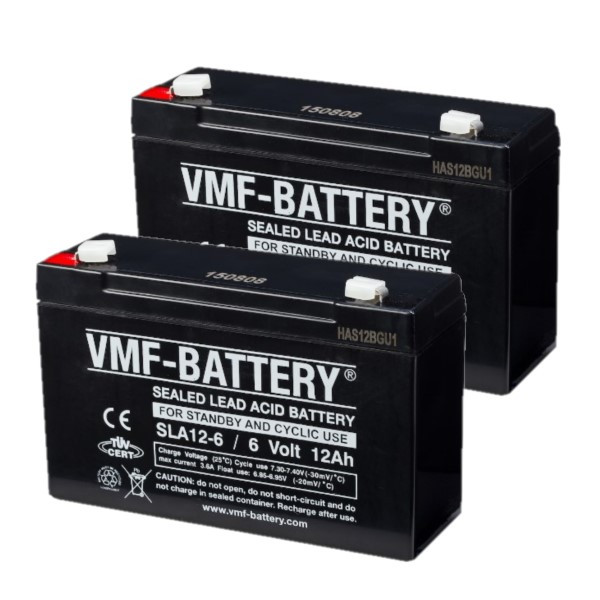 2 stuks: VMF SLA12-6 VRLA AGM Loodaccu's (6V, 12 Ah, T1 terminal) VMF ...