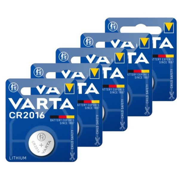 Varta CR2016 3V Lithium knoopcel batterij 5 stuks Varta 123accu.nl